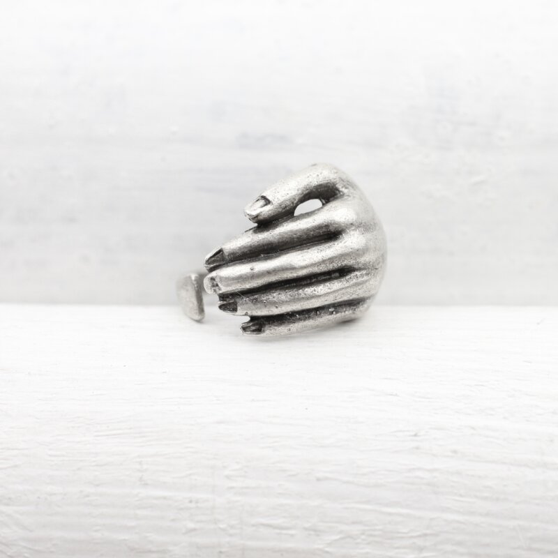 Hand Holding Ring Silver, $ 8,20