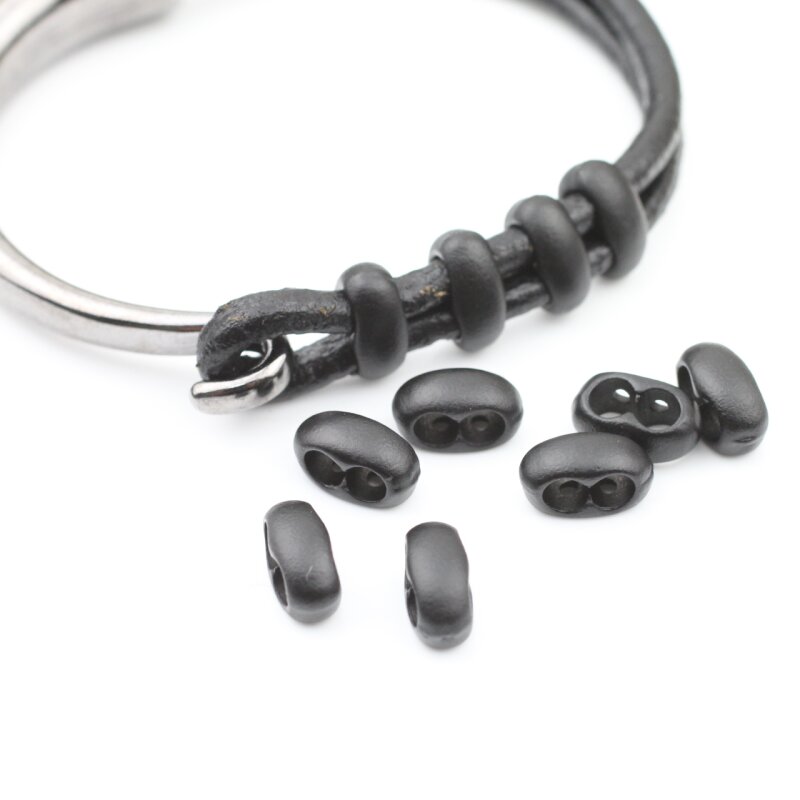 10 Matte Black Double Barrel Sliders Bead for 4 mm Round Leather and, £ ...