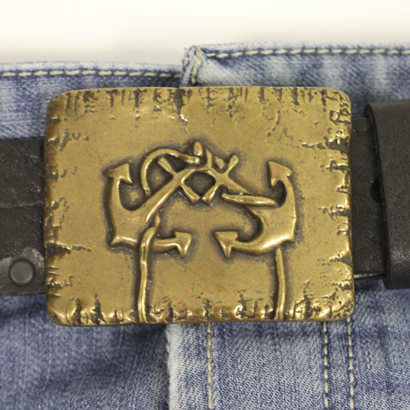 Antique Brass Belt buckle double anchor, 24,00