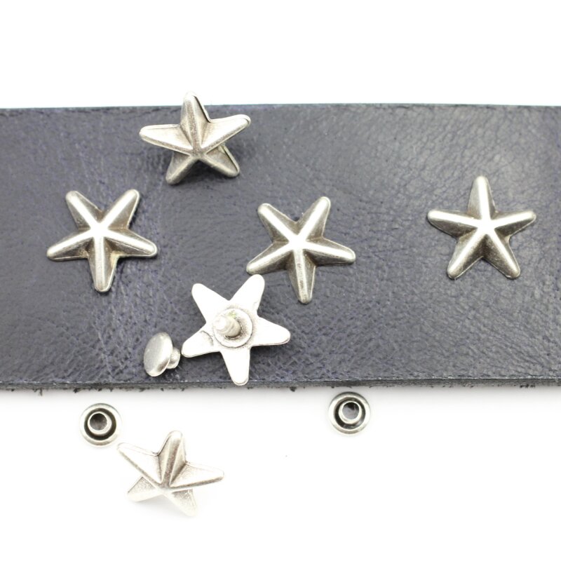 10 Antique Silver Star Rivets for leather craft, 2,68