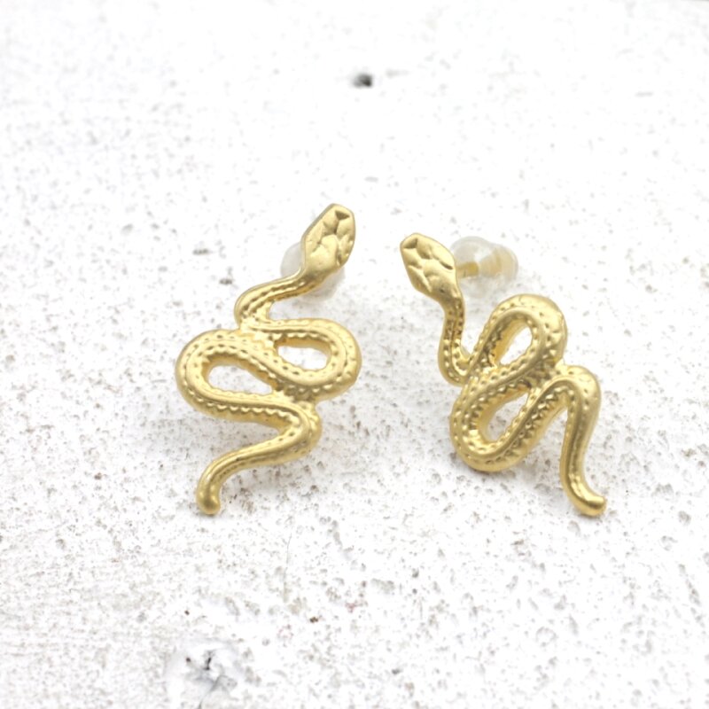 Snake stud earrings, mattgold, $ 12,20