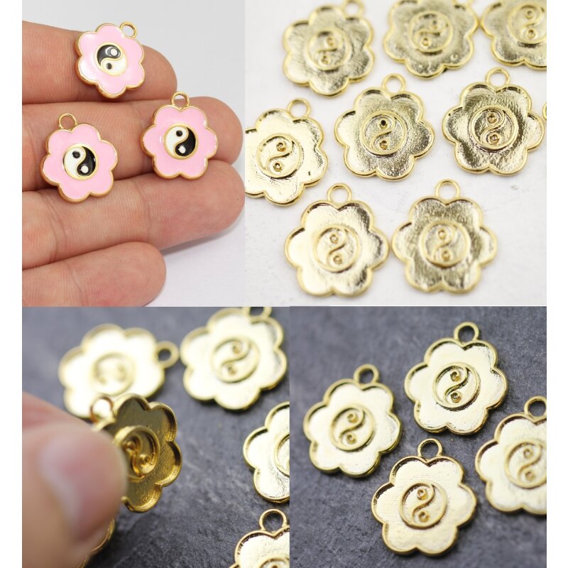 10 Yin Yang charms gold für Emaille, DIY Emaille Schmuck, 2,68