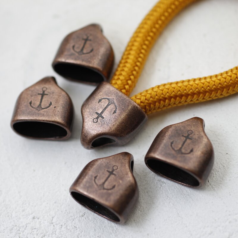 1 Antique Copper End cap with engraving Anchor Keychain Findings, $ 2,75