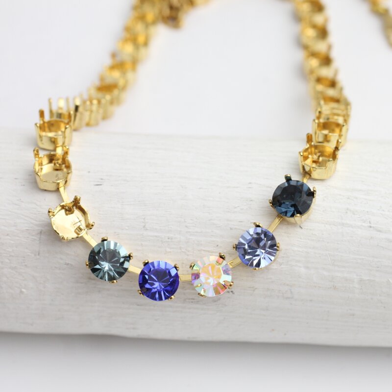 Gold Empty cup chain necklace for 8 mm Swarovski and Preciosa Crystal ...