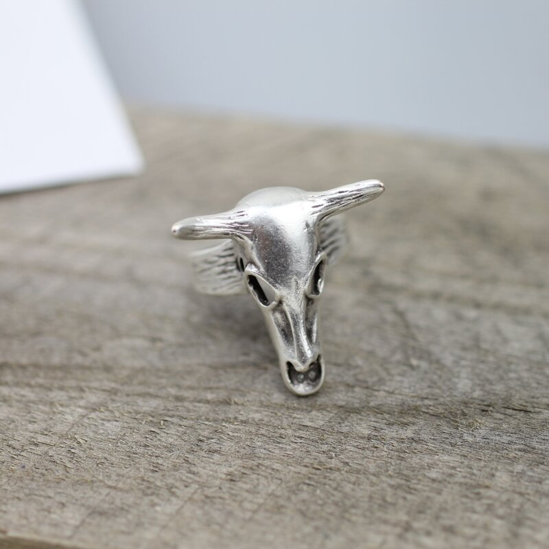 Bull Head Ring, Animal Skull Ring, 8,35